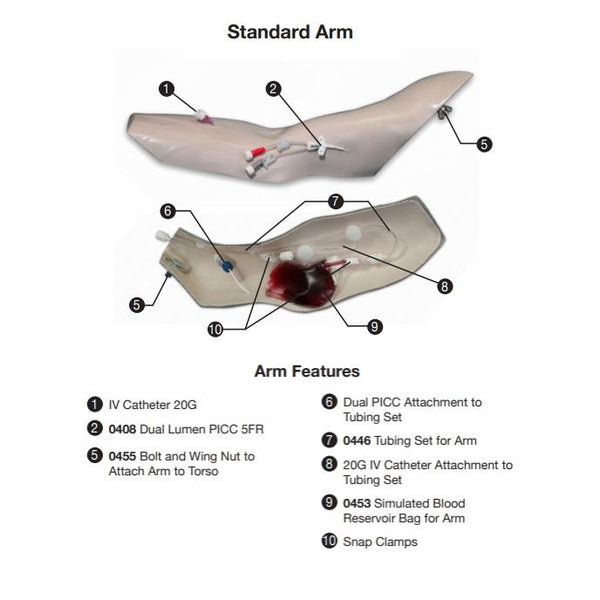 Chester Chest™ Vascular Access Simulator With Standard Arm, Dark ...